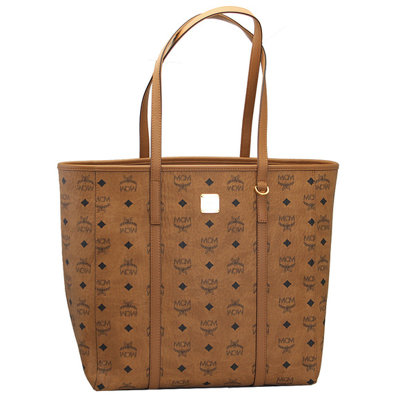 MCM | Bags | Mcm Tote Bag Visetos Pvc Nappa Leather Brown Cognac | Poshmark